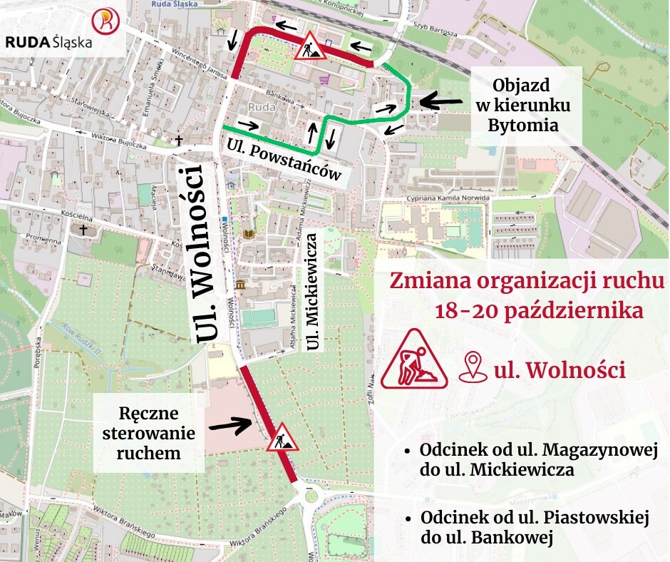 Ruda: Zmiana organizacji ruchu na ul. Wolności